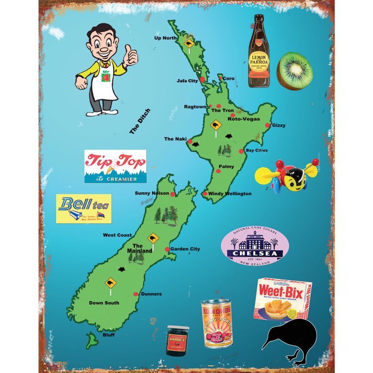 Map Of NZ Icons - Mainly Nostalgic